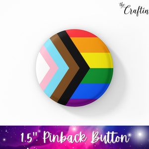 Progress Pride Flag Button Pride Pronoun Pin Intersectional - Etsy Canada