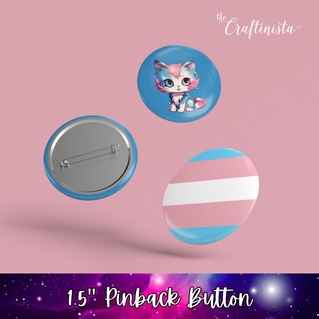 Trans Flag Button, Trans Flag Pronoun Pin, Intersectional Button ...