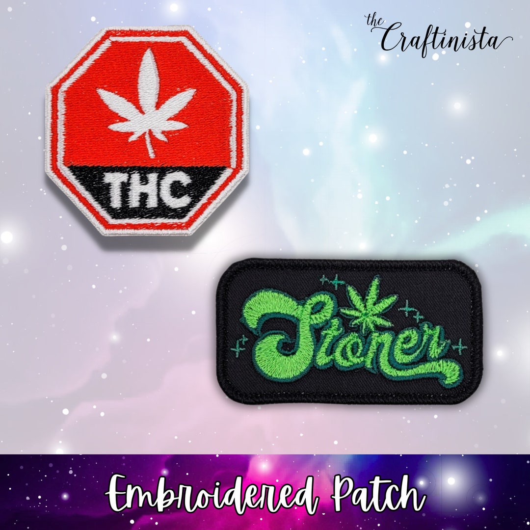 THC Label Patch, Cannabis Badge, Embroidered Iron on Patch, 420 Gifts ...
