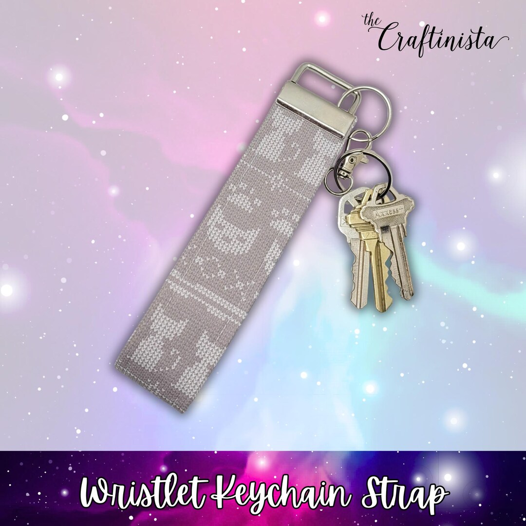 Knit Kitties Keychain Strap, Wristlet Key Fob, Cat Knit Print Keychain ...