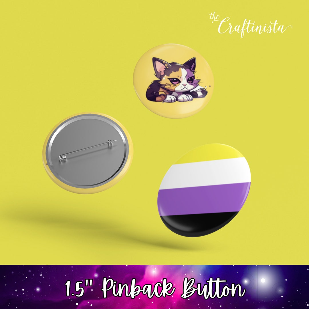 Non-binary Flag Button, Non-binary Pronoun Pin, Intersectional Button ...