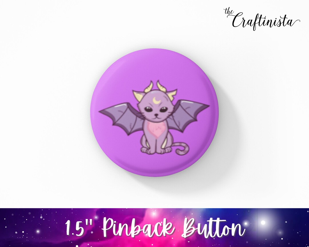 Cat Bat Button, Witchcraft Button, Modern Witch Gift, Witch Pin, Spooky Button, Goth Button ...