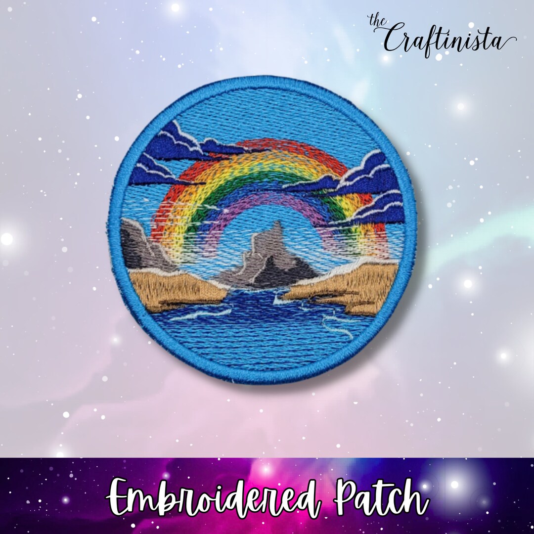 Mountain Rainbow Patch, Landscape Patch, Travel Badge, Hiking Badge ...