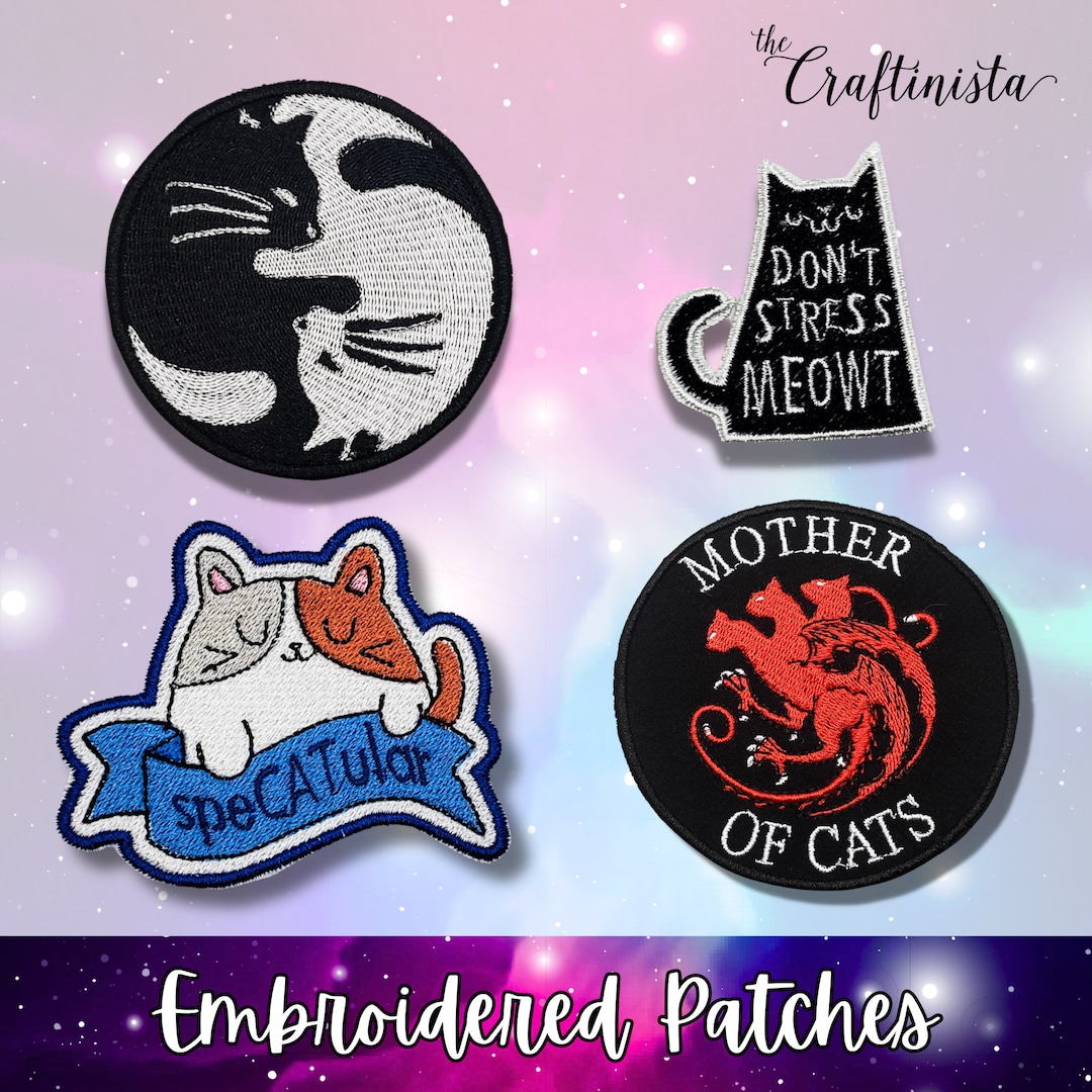 Mother of Cats Iron on Patch, Don't Stress Meowt Patch, Embroidered ...