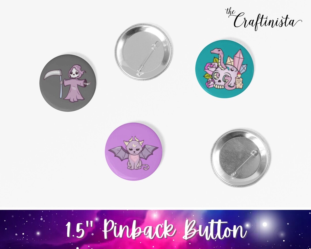 Pastel Goth Button Set, Modern Witch Gift, Witch Pin, Spooky Button ...