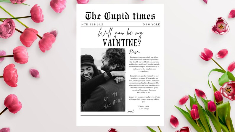 Valentines Day ,cupid Post ,newspaper Gift for Her ,custom Newspaper ...