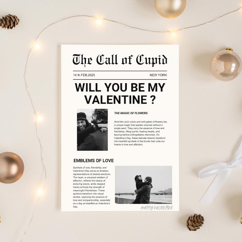 Valentine's Day Cupid Post Newspaper Gift for Her Custom Newspaper ...