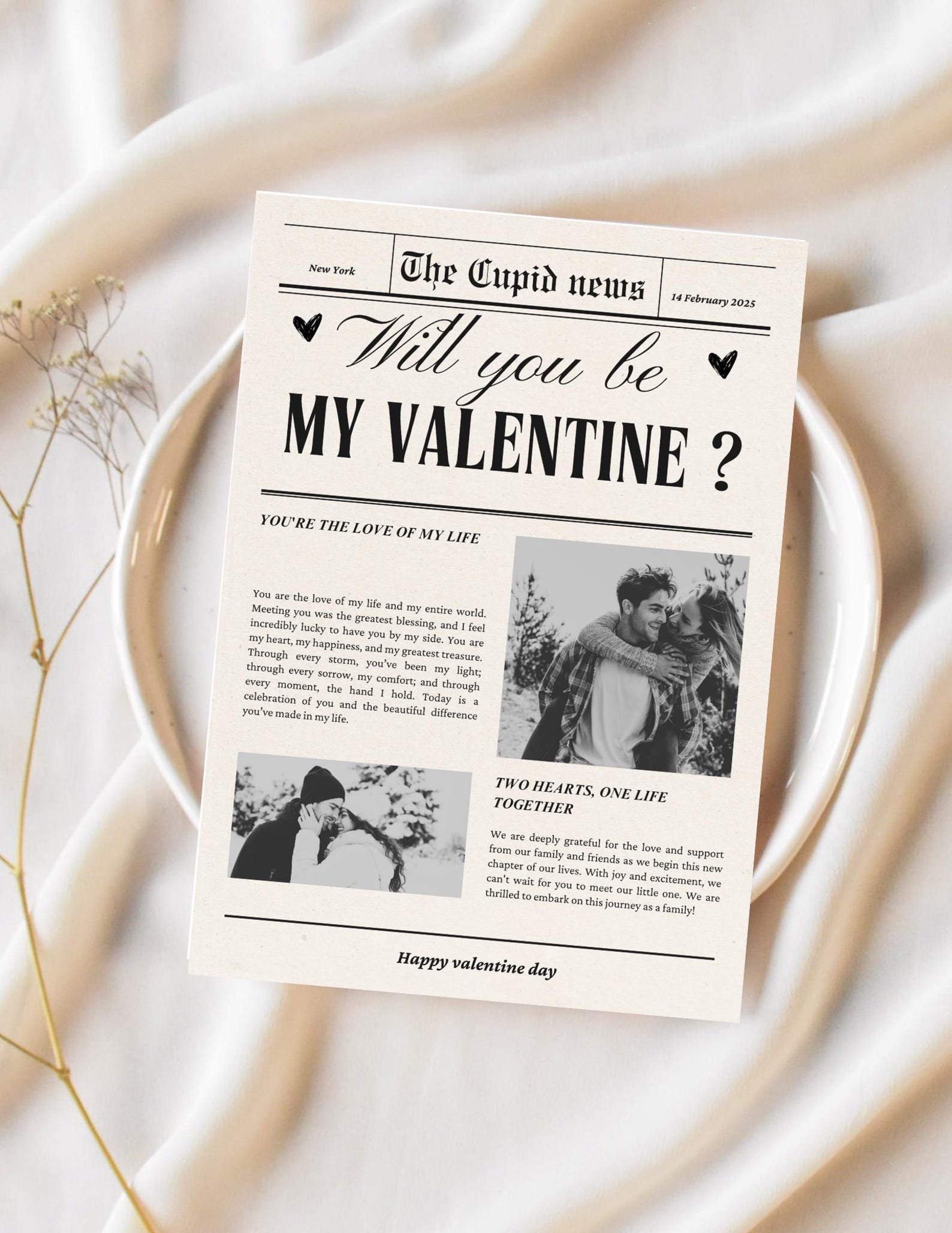Valentines Day Newspaper Template, Editable Valentines Cupid Newspaper ...