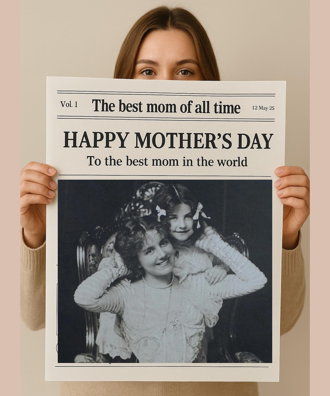 Editable Mothers Day Newspaper Template, Personalized Mothers Day Gift ...