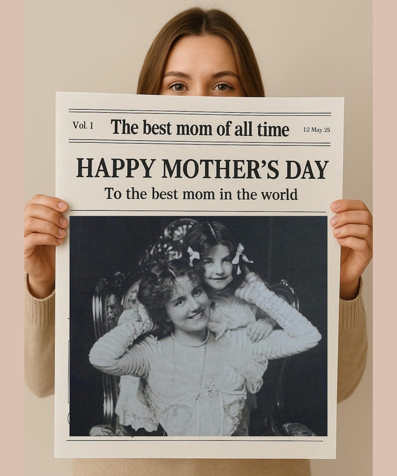 Editable Mothers Day Newspaper Template, Personalized Mothers Day Gift ...