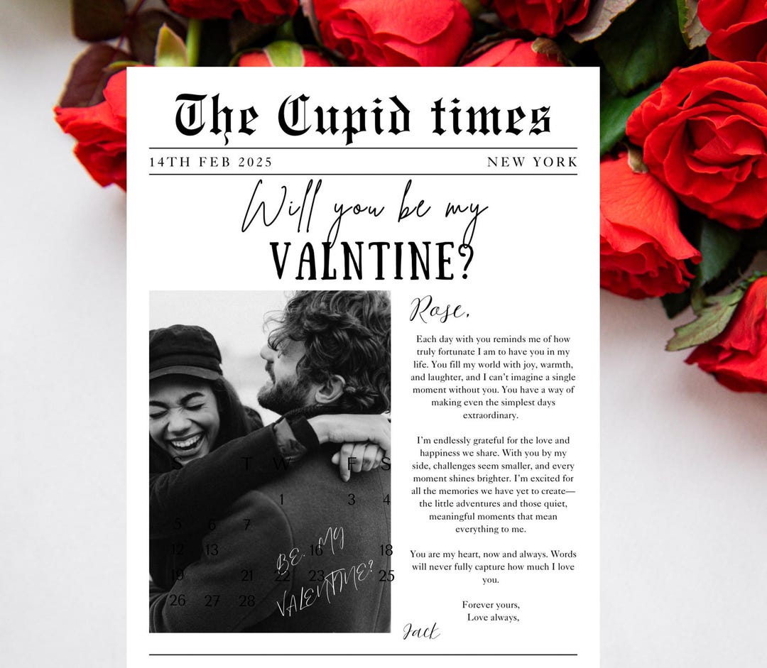 Valentines Day ,cupid Post ,newspaper Gift for Her ,custom Newspaper ...