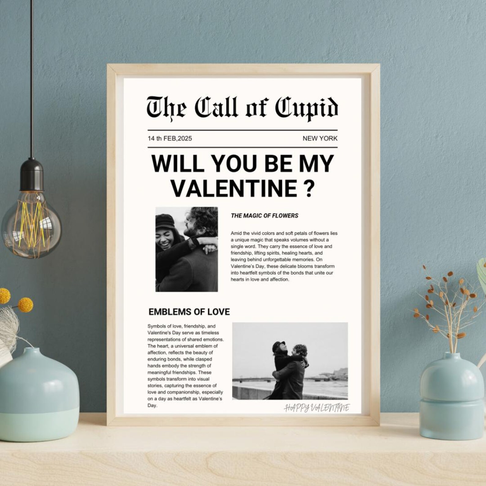 Valentine's Day Cupid Post Newspaper Gift for Her Custom Newspaper ...