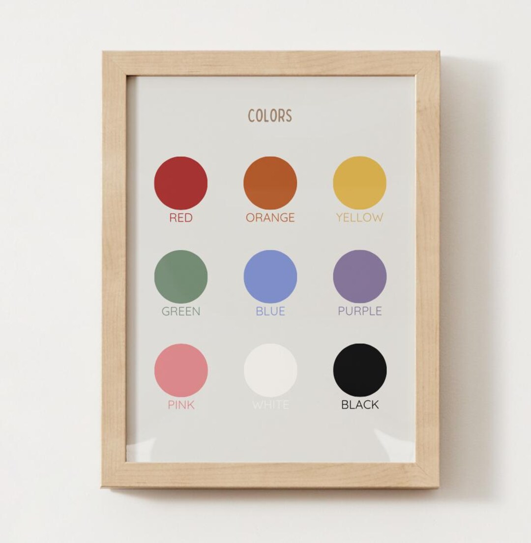 Colors Homeschooling Educational Poster PDF/PNG - Etsy
