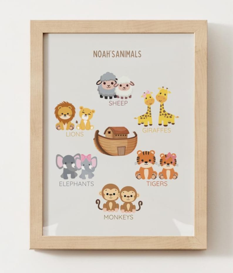 Printable Noah's Ark Animals Poster PDF/PNG - Etsy