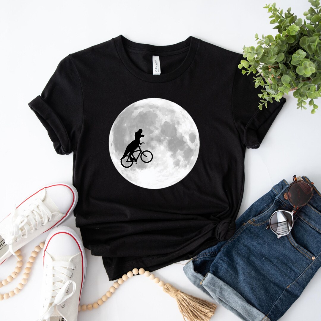 Dinosaur Riding Bike Over Moon, Bachelorette Party Shirt, Funny Shirt ...