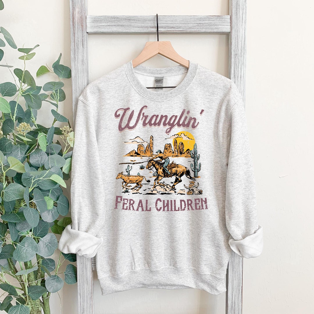 Retro Wranglin' Feral Children 90s Western Graphic Shirt, Vintage ...