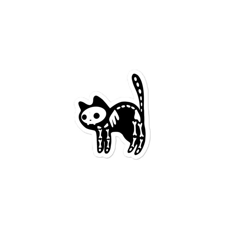 Spooky Skeleton Cat Sticker, X-ray Cat Sticker, Holiday Sticker, Cute ...