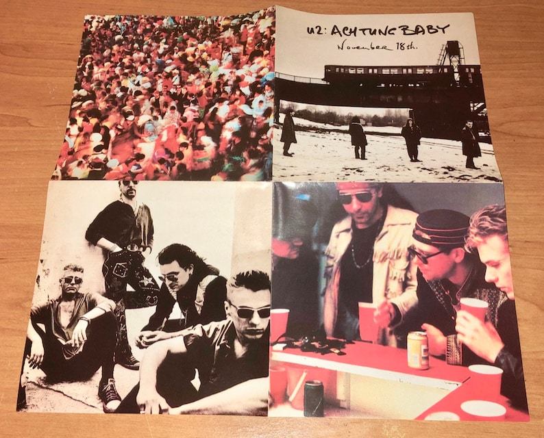 U2 'achtung Baby' Promotional Poster-november 18th, 1991-folded 12"x 12 ...