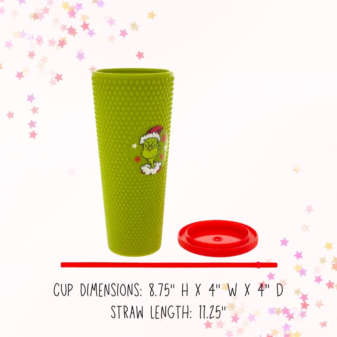 Grinch Tumbler With Red Straw and Lid Plastic - Etsy