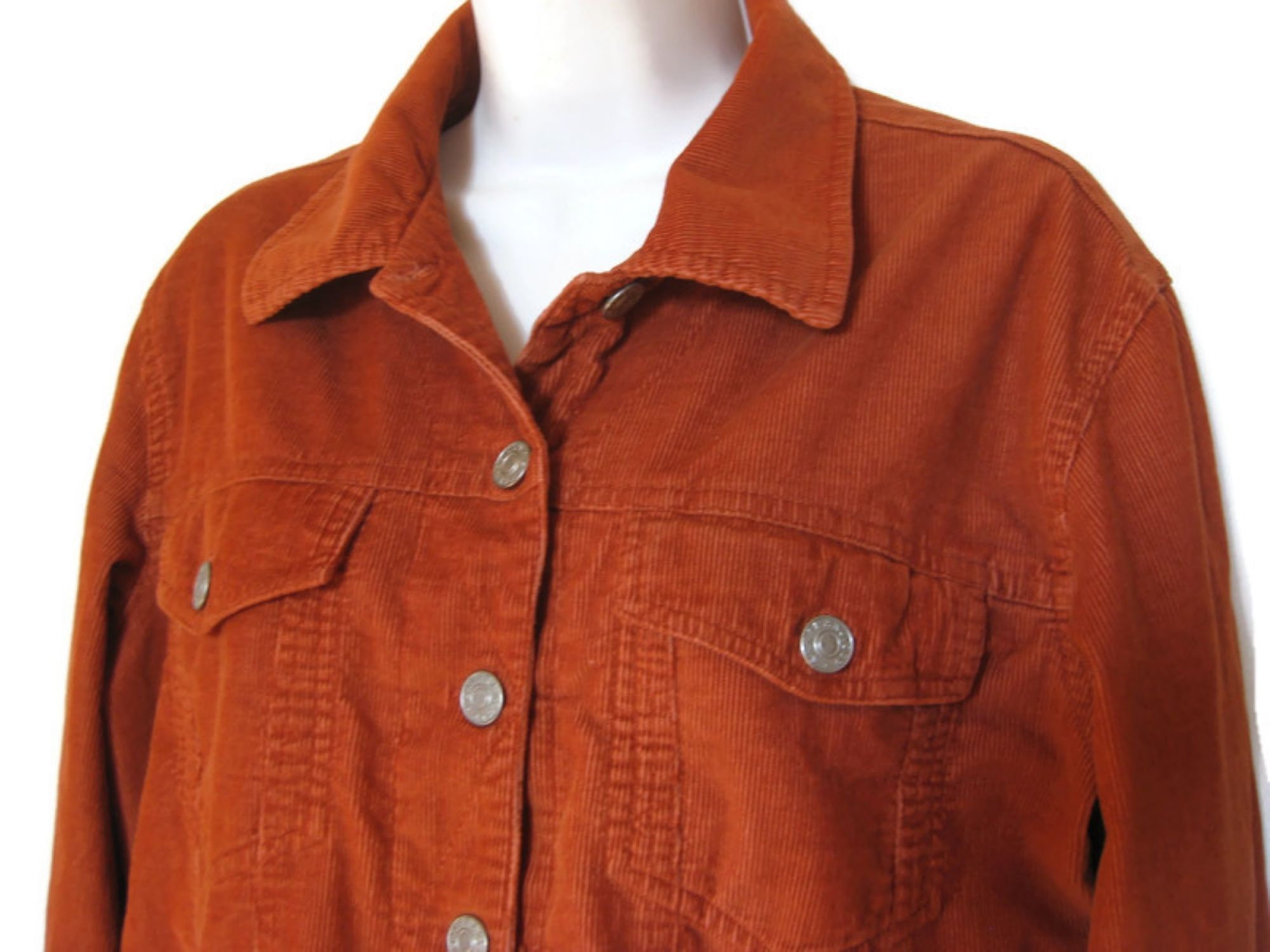 Vintage Burnt Orange Light Weight Corduroy Jacket With 2 Chest Pockets ...