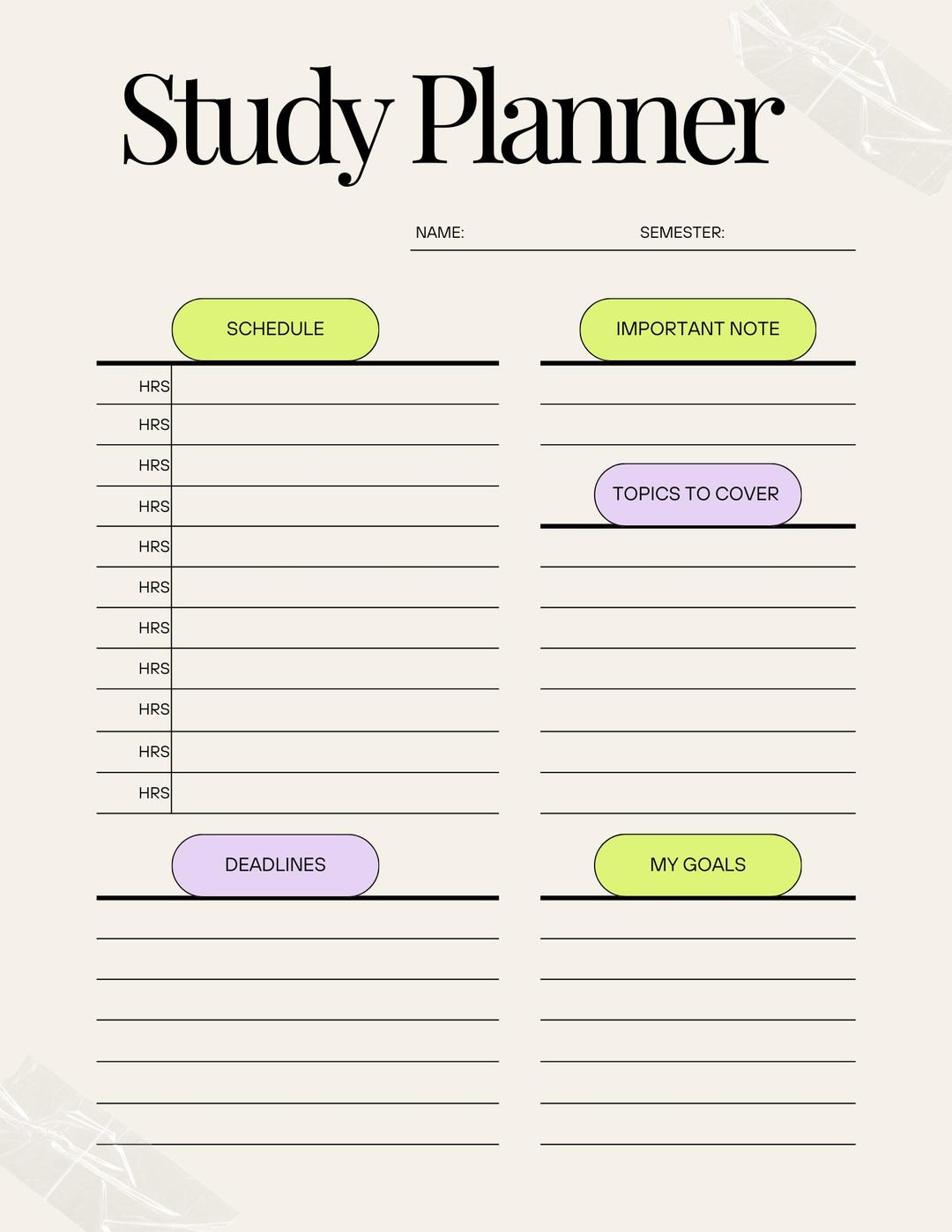 Study Planner - Etsy