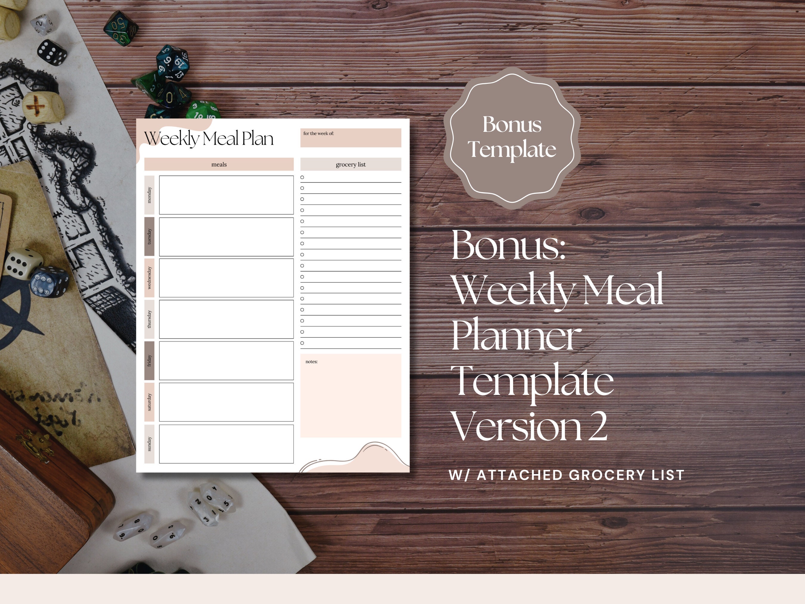 Grocery List With Meal Prep Planner Printable Keto Low Carb or Diabetic ...