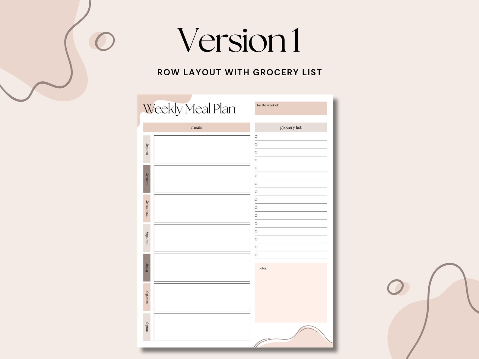 Meal Prep Planner With Weekly Menu & Food List, Grocery List With Meal ...