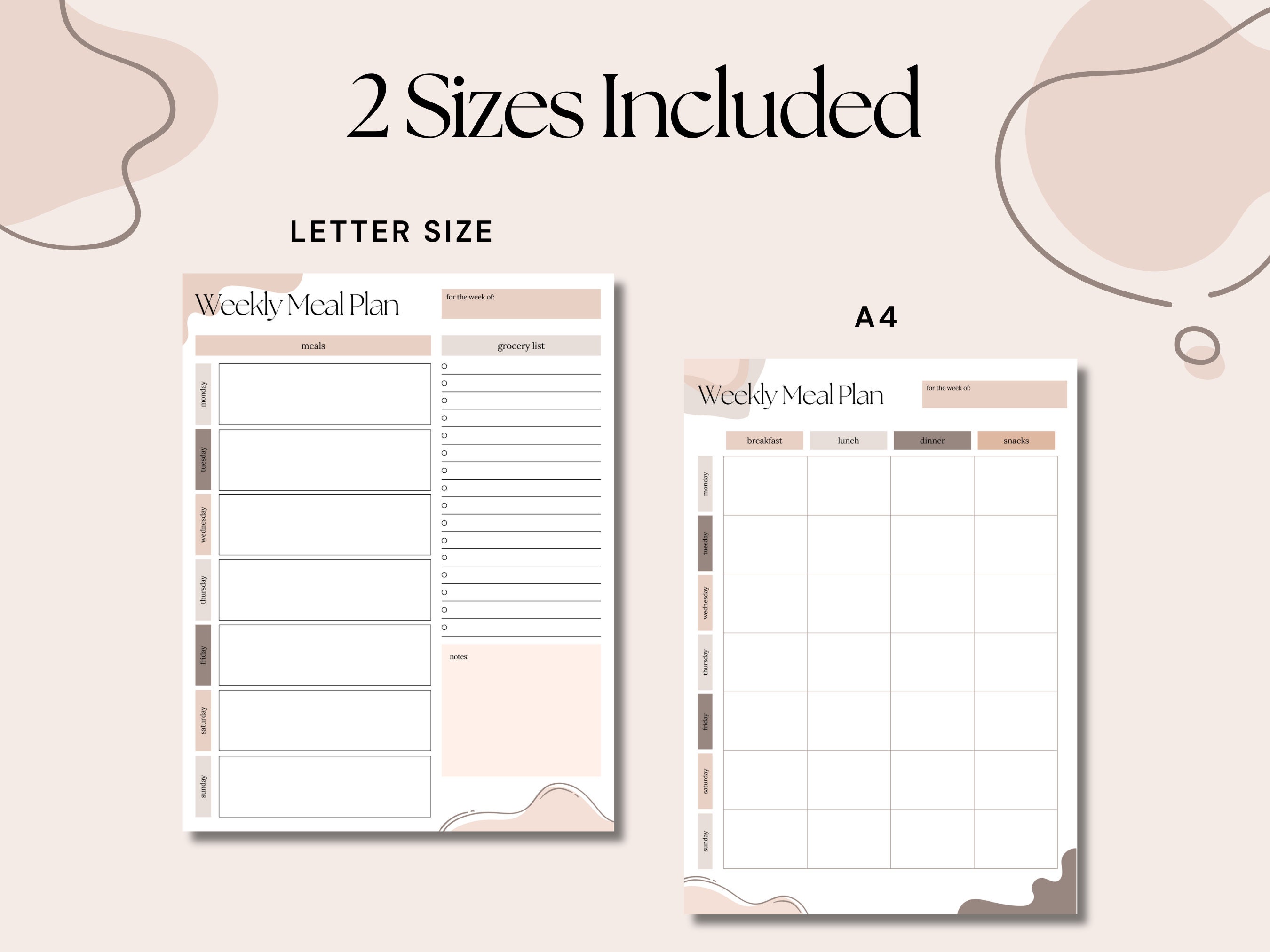 Meal Prep Planner With Weekly Menu & Food List, Grocery List With Meal ...