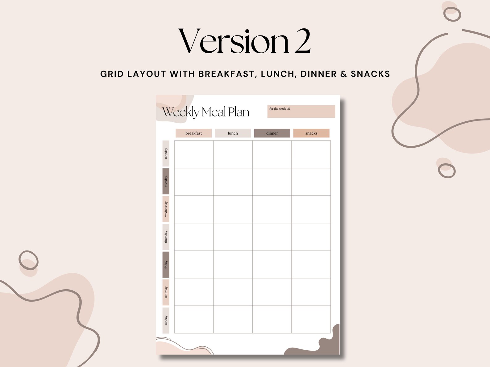 Meal Prep Planner With Weekly Menu & Food List, Grocery List With Meal ...
