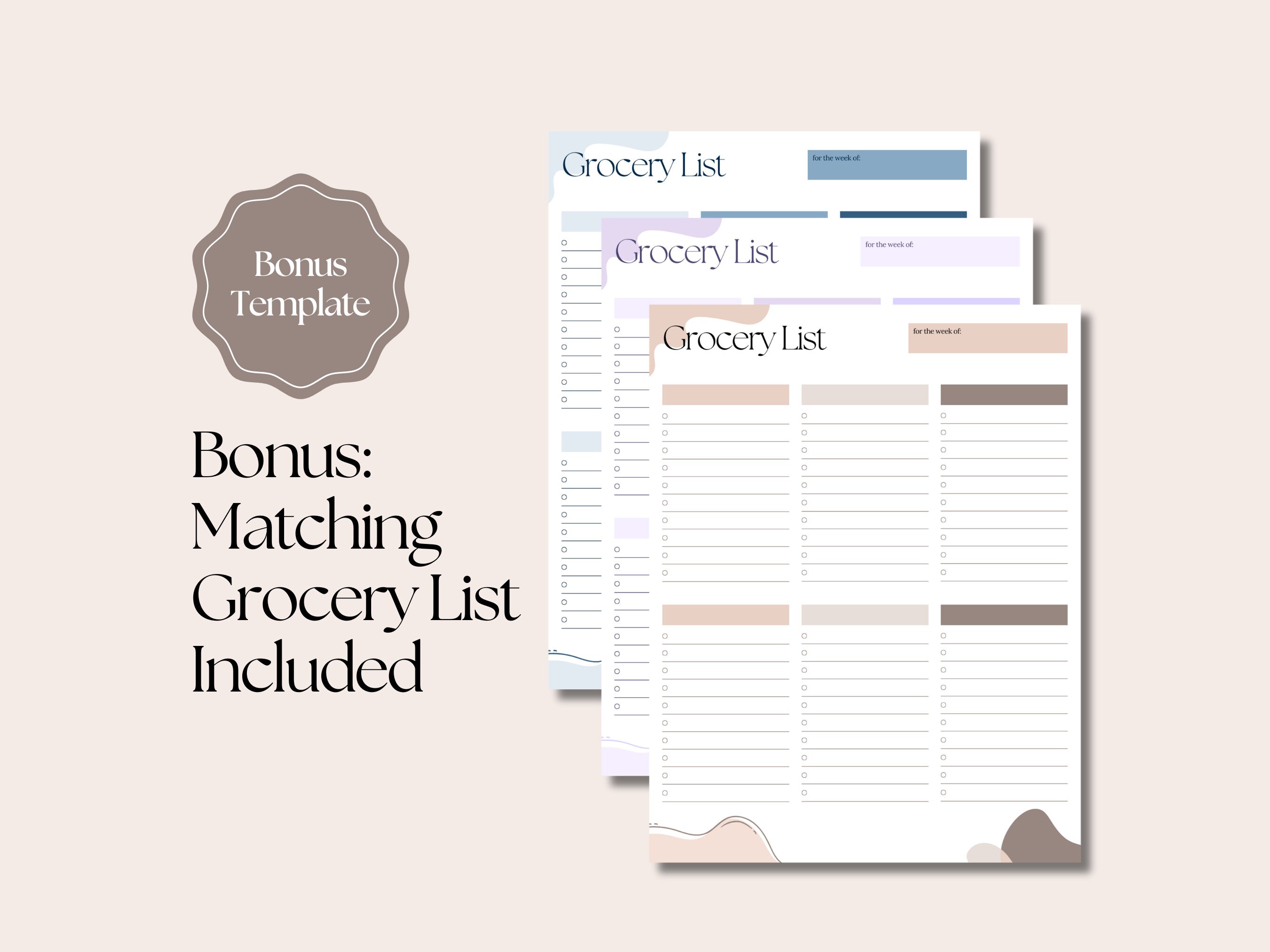 Meal Prep Planner With Weekly Menu & Food List, Grocery List With Meal ...