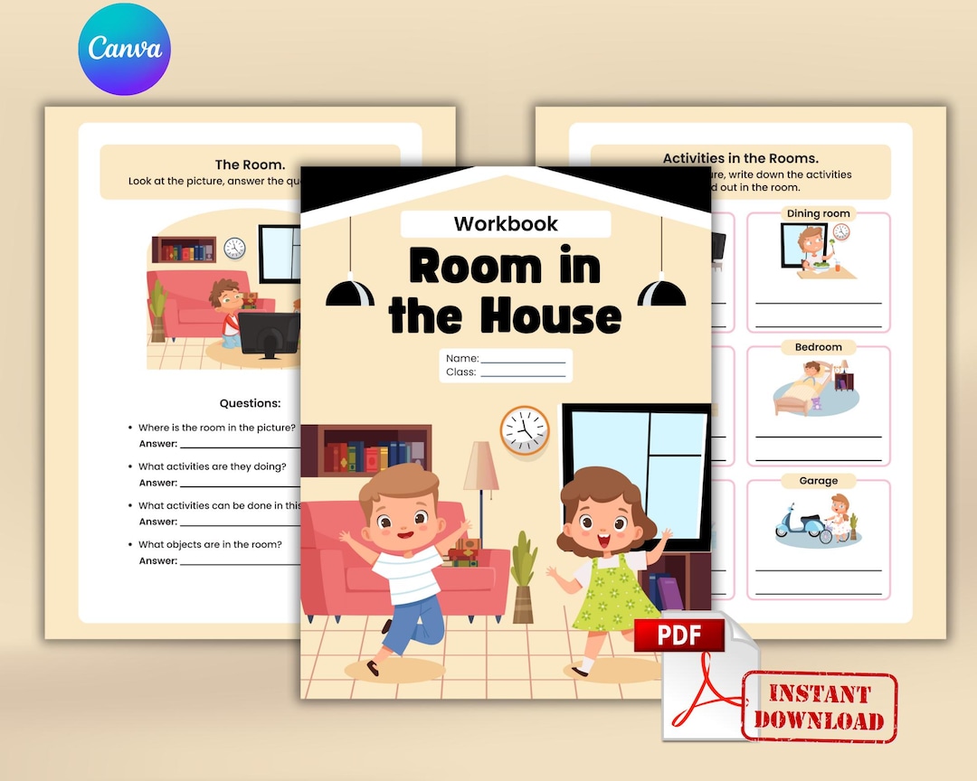PRINTABLE ROOM in the House Activity Workbook for Kids | Educational ...