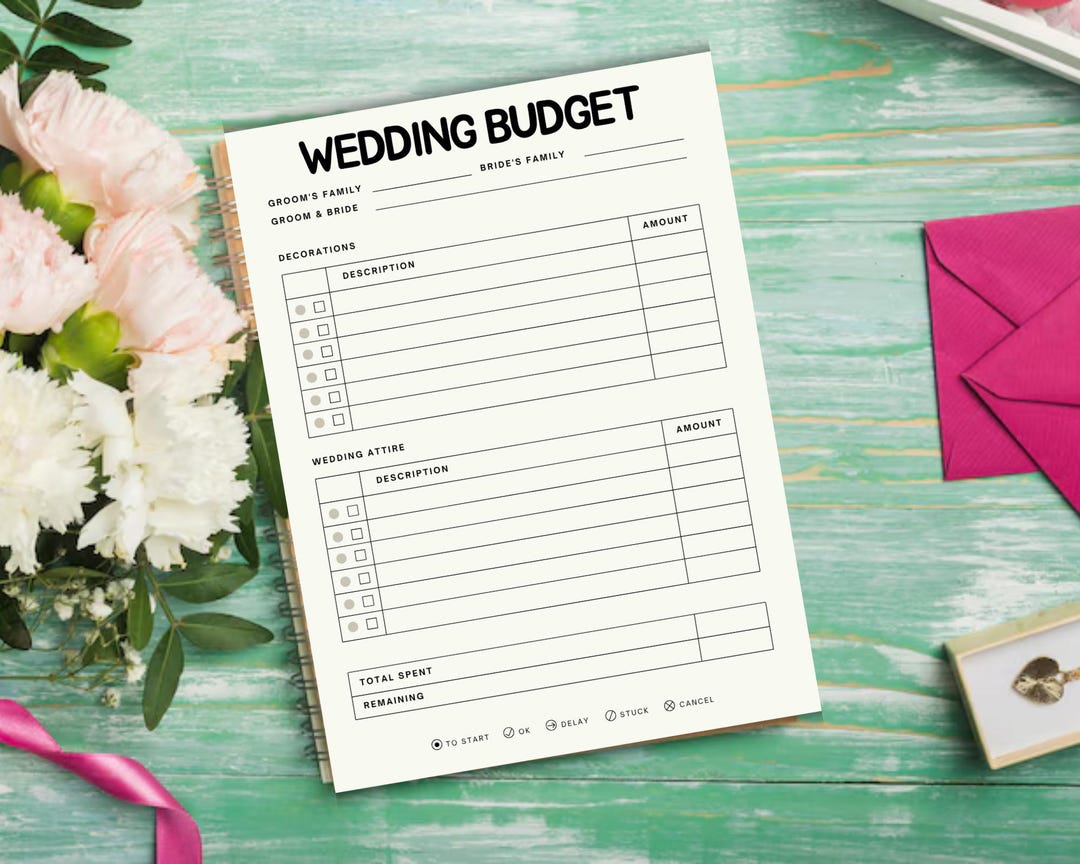 WEDDING BUDGET PLANNER Printable | Digital Wedding Expense Tracker ...