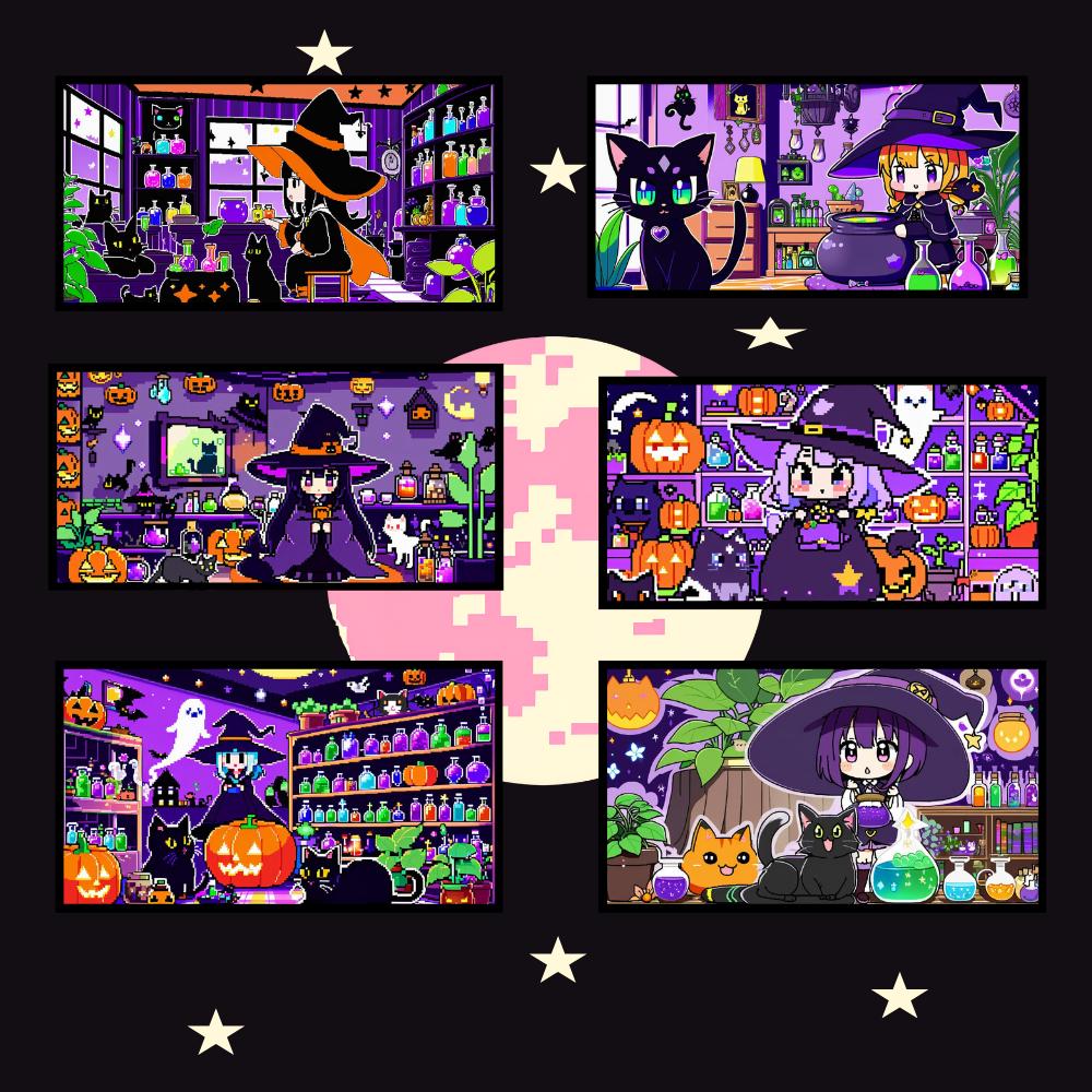 Twitch Banner, Witch Pixels, Halloween,pixeltheme,banners,wallpaper,free Use to Customize ...