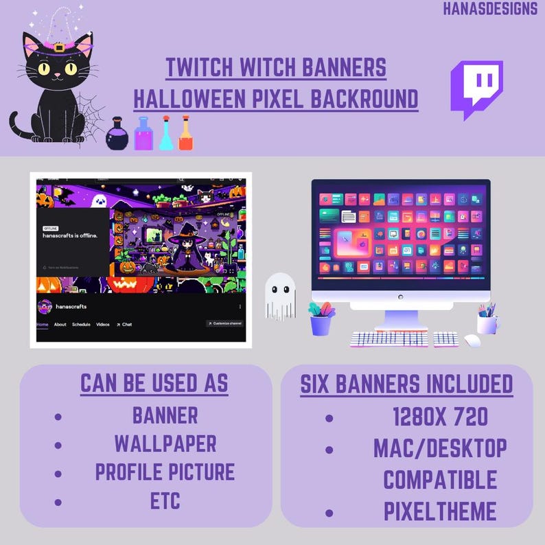 Twitch Banner, Witch Pixels, Halloween,pixeltheme,banners,wallpaper ...