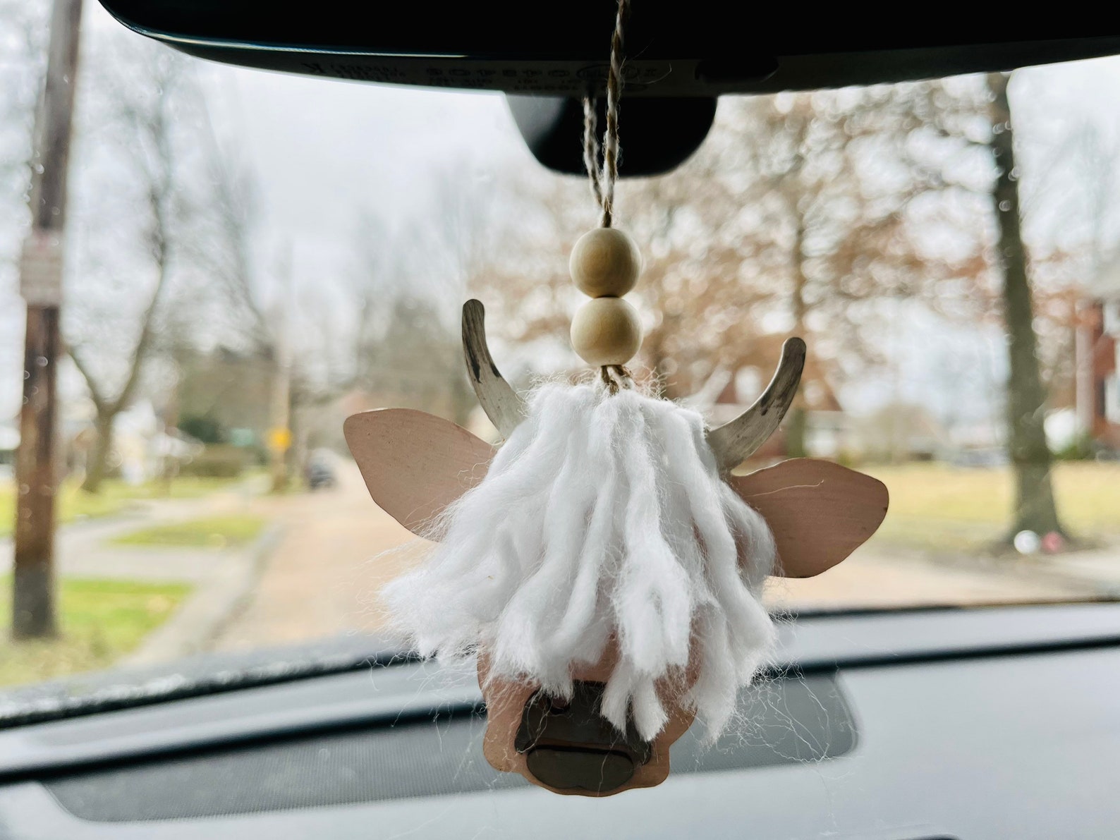 Highland Cow Car Charm Wood Hand Painted Hand Tied Yarn - Etsy