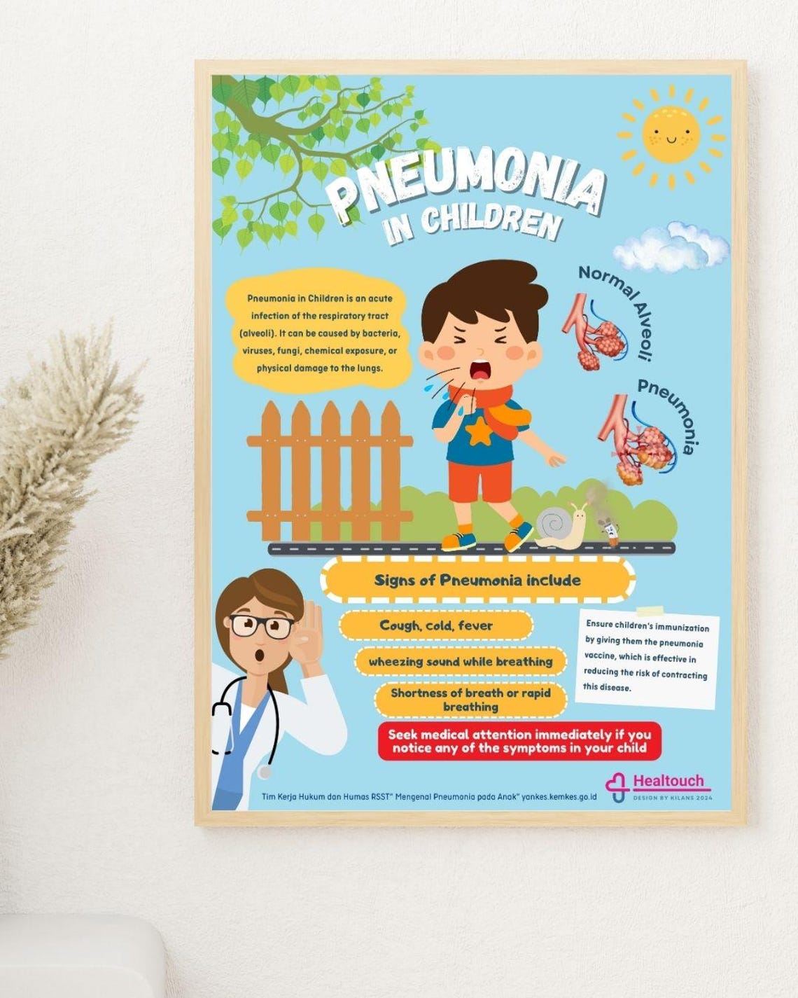 Educational Poster on Pneumonia in Children - Etsy