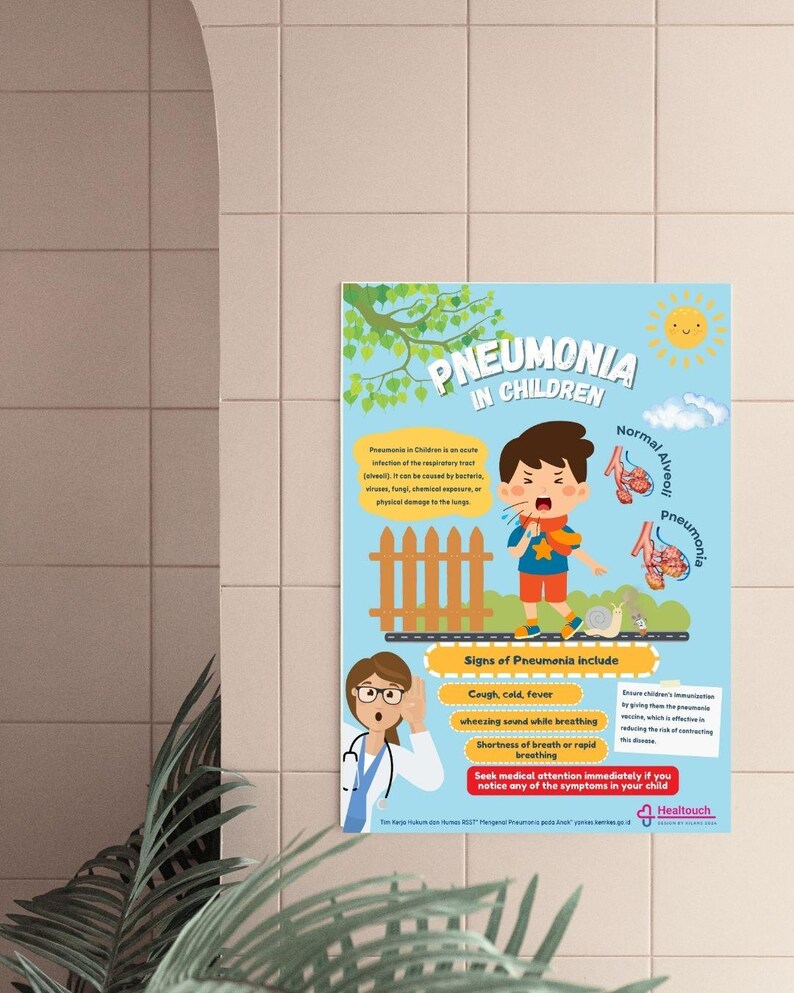 Educational Poster on Pneumonia in Children - Etsy