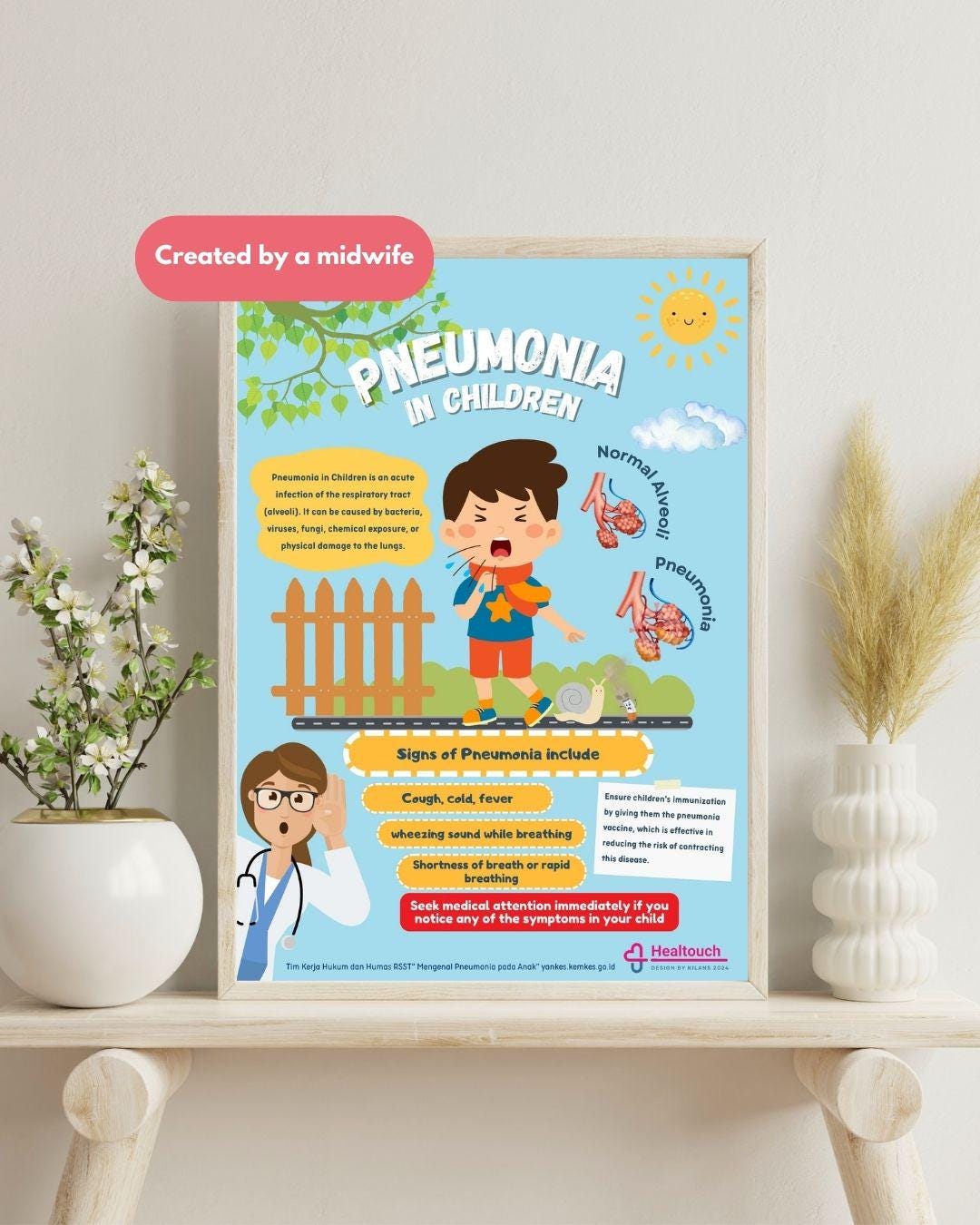 Educational Poster on Pneumonia in Children - Etsy