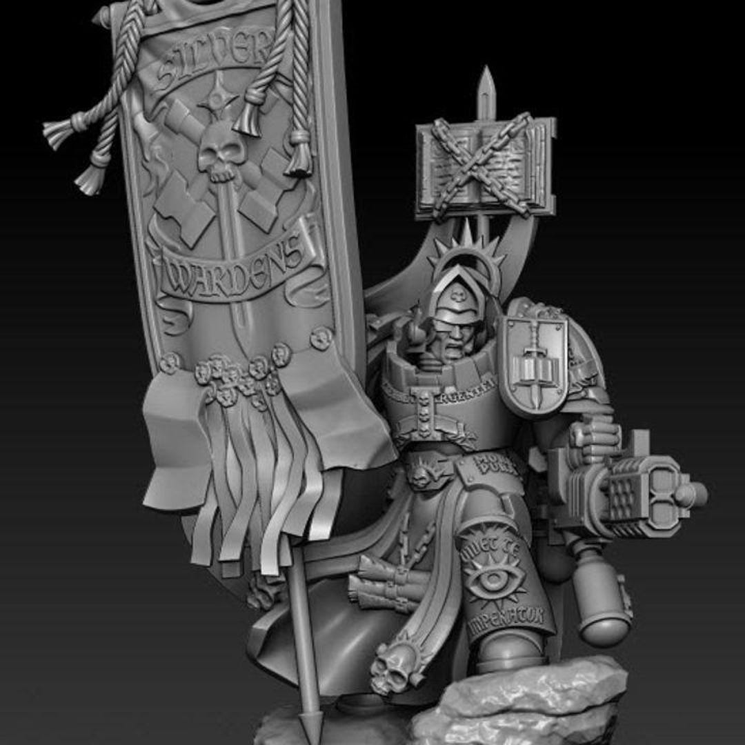 Silver Wardens Ancient Banner Bearer | 32mm Resin Tabletop Miniatures ...