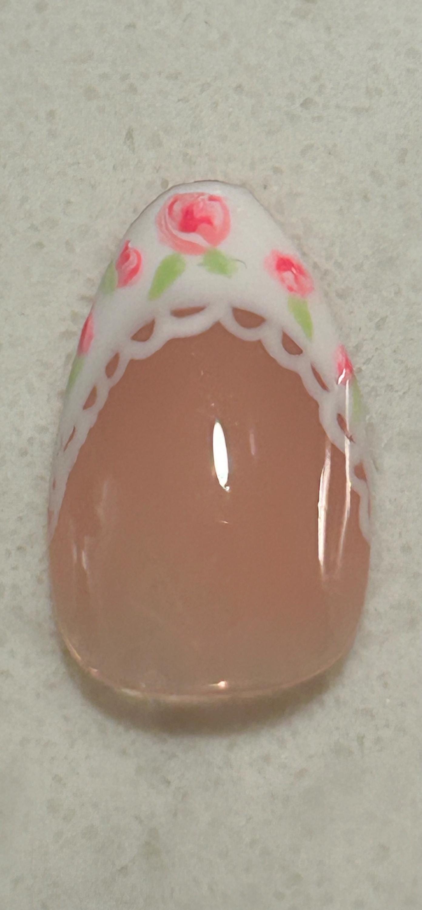 Pink Spring Rose Flower Nails With Floral Patterns - Etsy