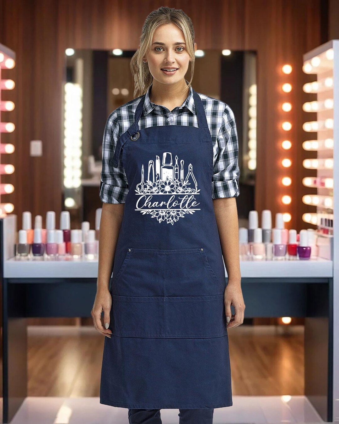 Personalized Nail Art Work Apron, Nail Saloon Apron, Nail Polish Apron ...