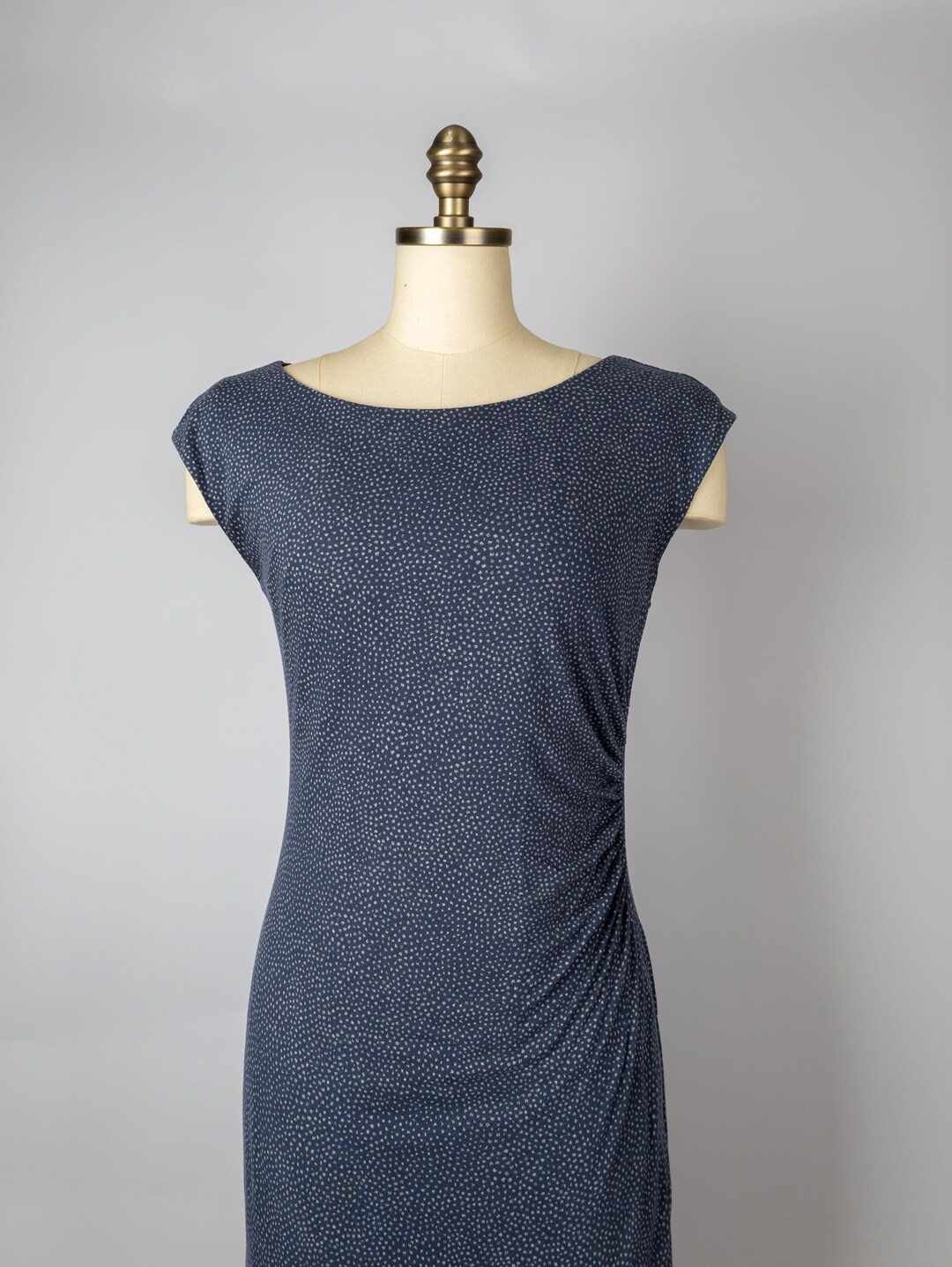 Slate Blue Loft Shift Dress With Cinch Small Geometric Pattern - Etsy