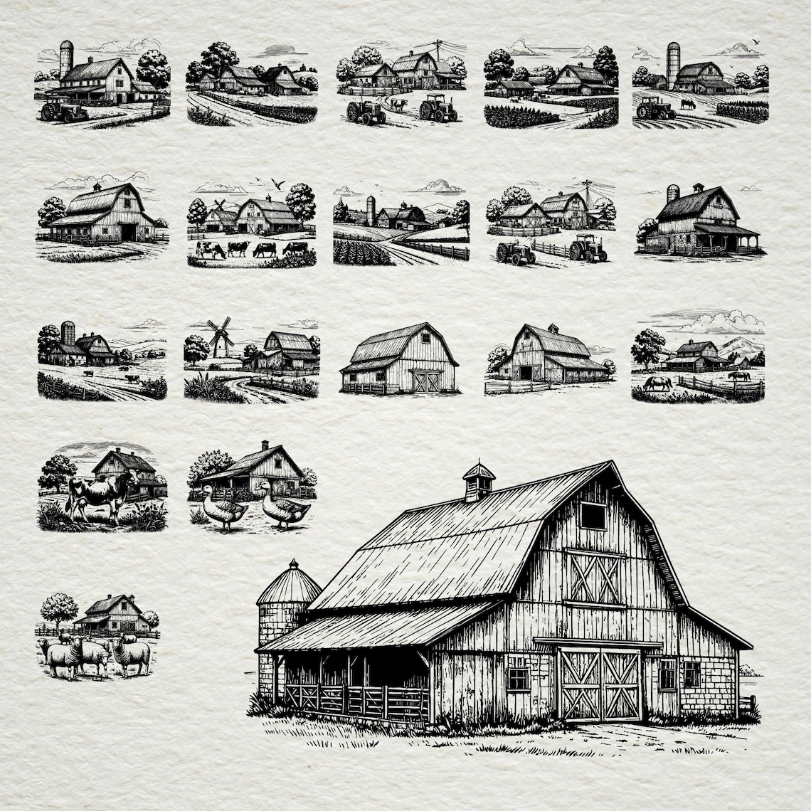 Vintage Farm Scenes SVG Bundle: Ranch Life Designs (digital Download ...