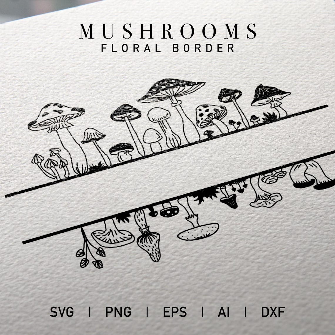 Mushroom Border SVG: Floral Frame, Split Monogram (digital Files) - Etsy