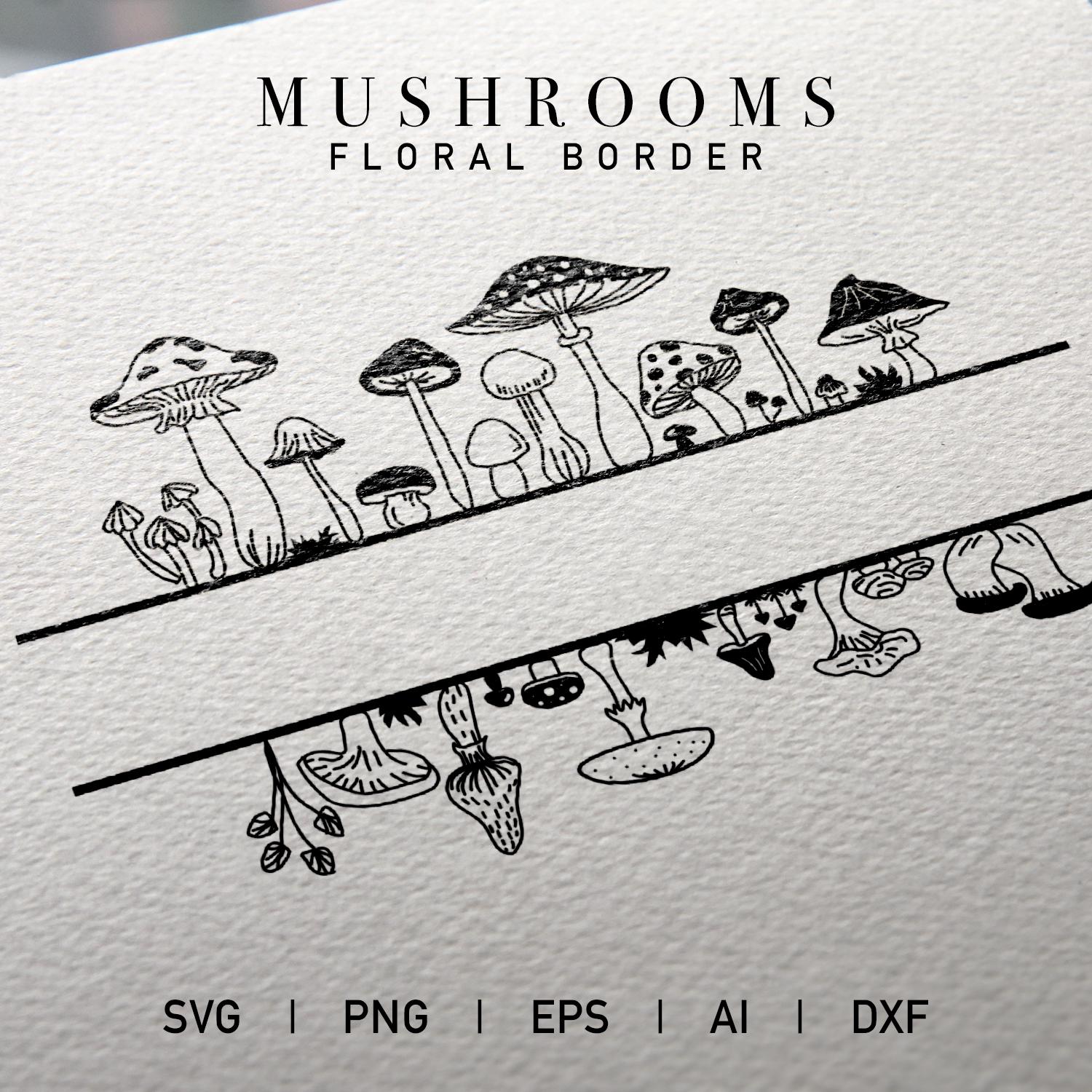 Mushrooms Border SVG Floral Frame Mushroom Border Svg Split Monogram ...