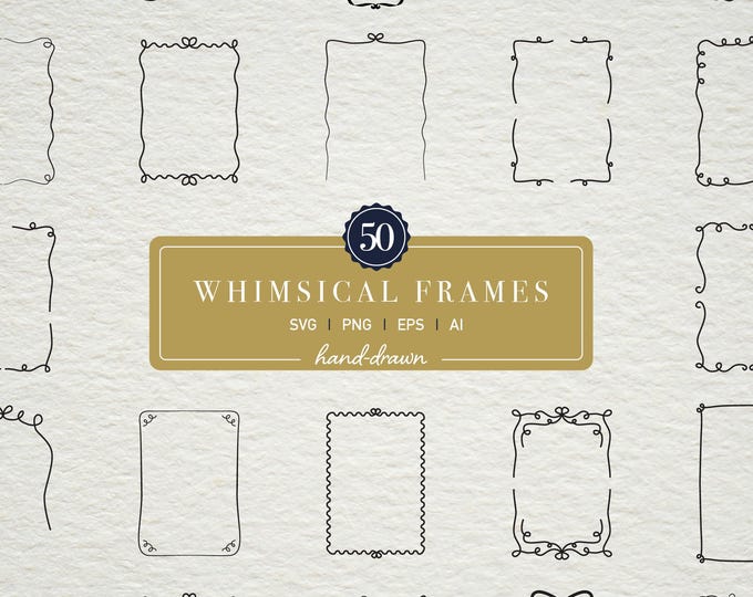 40 Whimsical Frames, Squiggle Borders, Whimsical Wedding Clipart ...