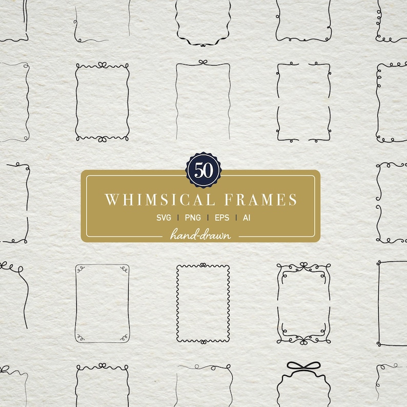 50 Whimsical Hand-drawn Frames: SVG Clipart (digital Download) - Etsy
