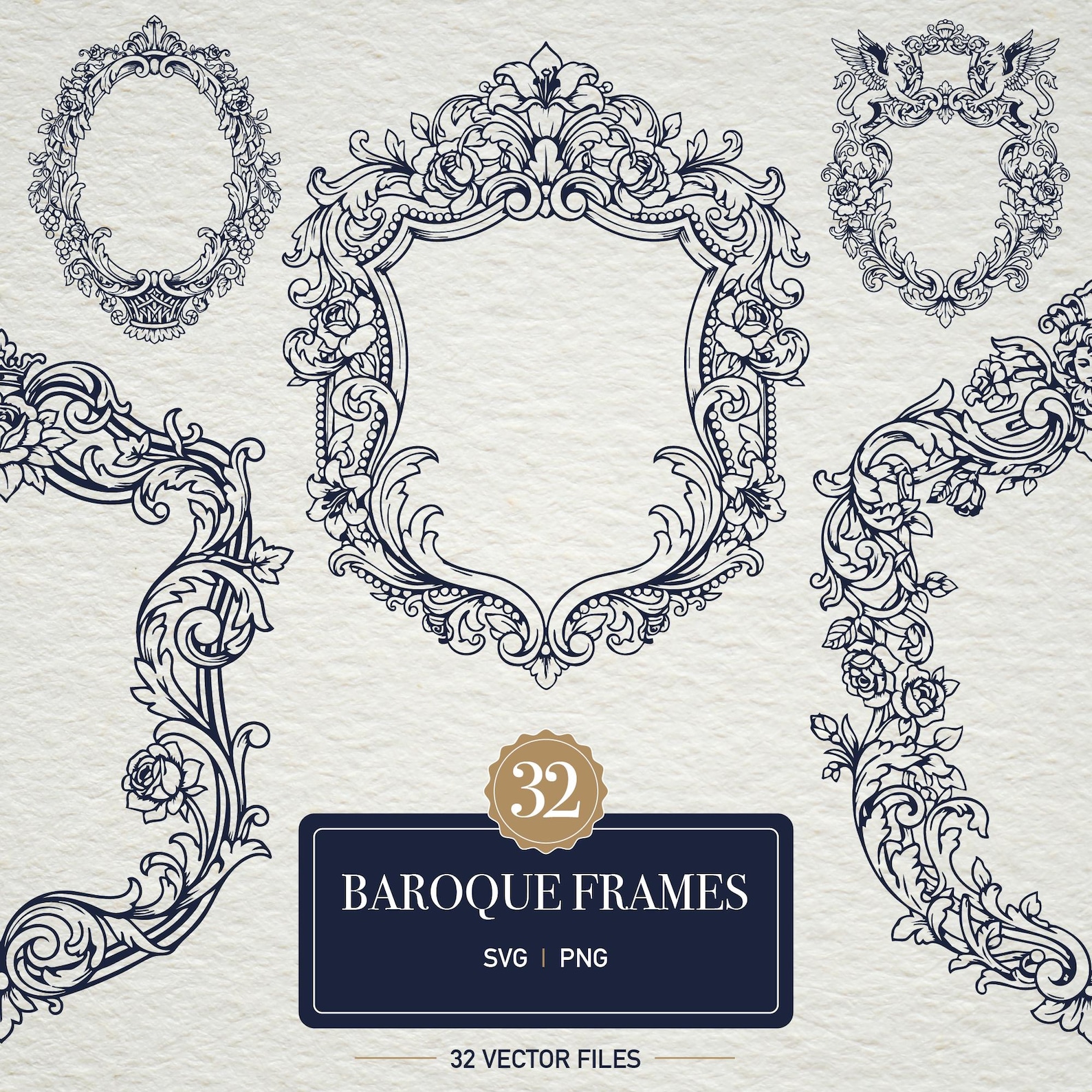 Baroque Frame Clipart Bundle – Ornate Victorian Frames (SVG & PNG) - Etsy