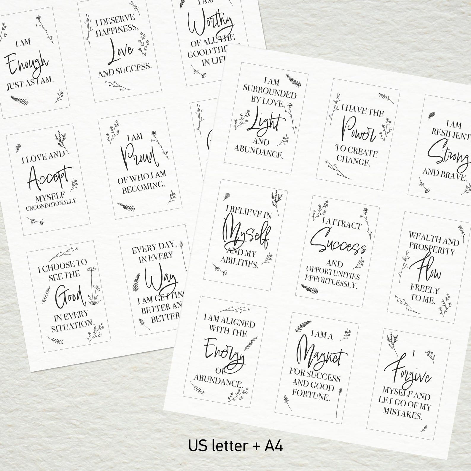 45 Affirmation Cards Printable With Wildflowers Midfulness Cards ...