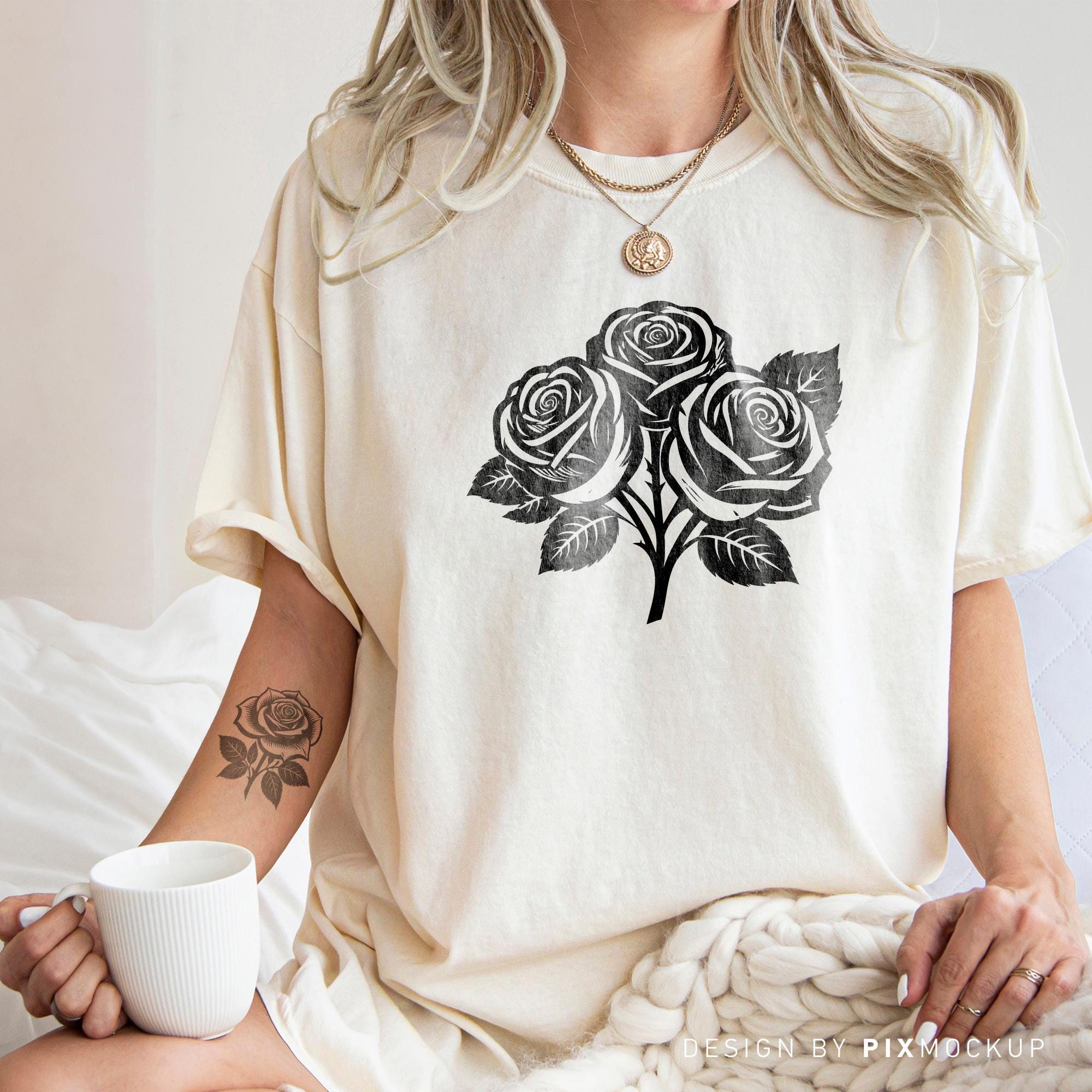 Vintage Rose SVG Bundle, Hand Drawn Rose Clipart for Cricut & Laser ...